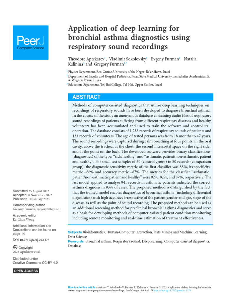 Application of Deep Learning For Bronchi | PDF | Sensitivity And ...