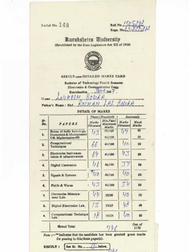 Degree 4TH Semester Markshet | PDF