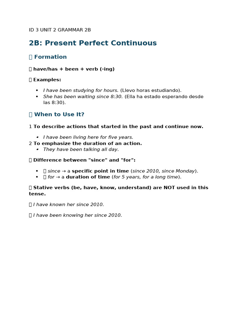 2B Present Perfect Continuous | PDF