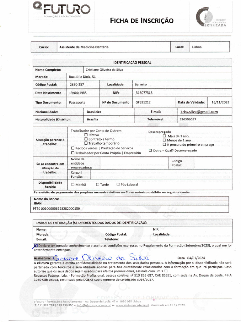 ficha de inscrição | PDF