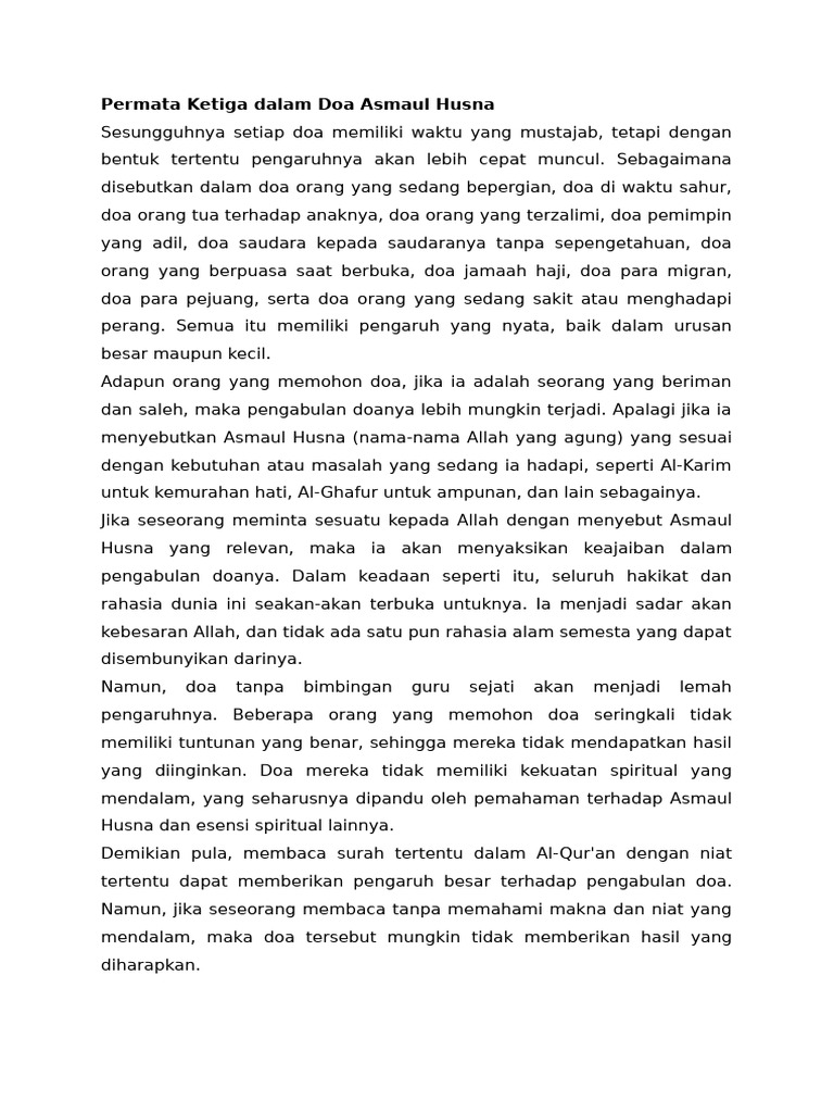Permata Ketiga Dalam Doa Asmaul Husna | PDF