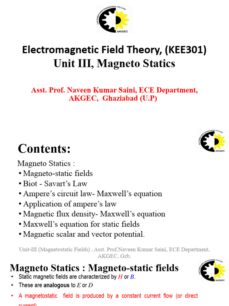 UNIT-3 EMFT - Updated | PDF | Maxwell's Equations | Magnetic Field