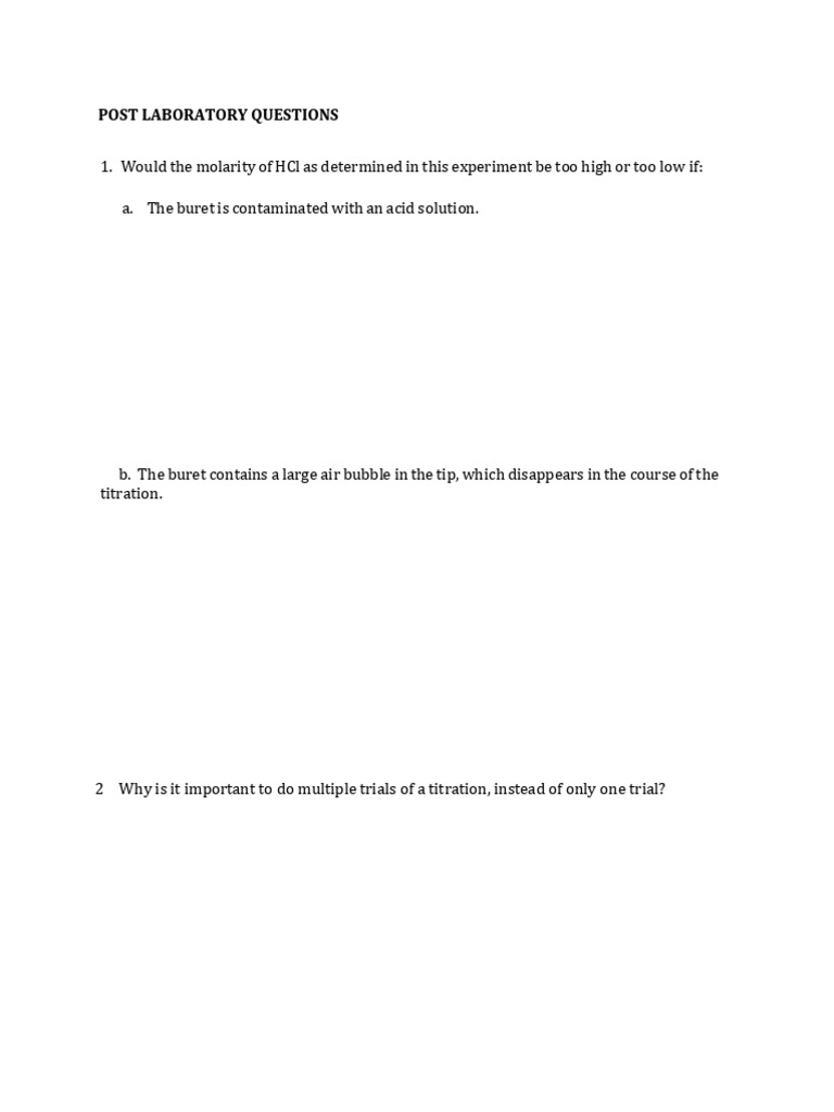 Post-Laboratory Questions | PDF