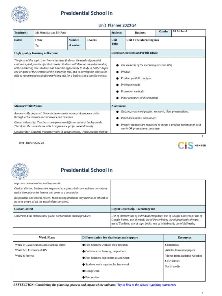 BUS-AS_A-level - G10 - Unit 3 | PDF | Marketing | Learning