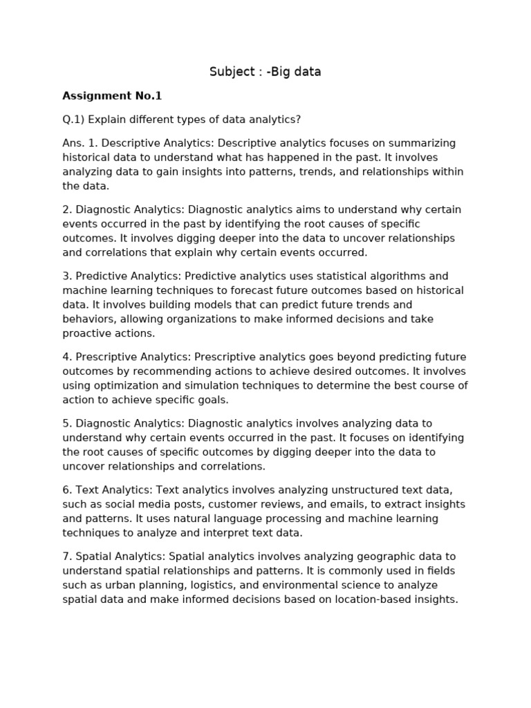 Big Data Assignments Answer | PDF | Linear Regression | Analytics