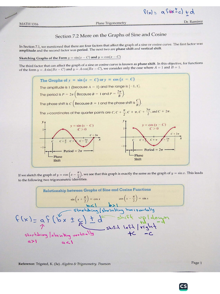 MATH 1316 Class Notes Sec 7.2 | PDF