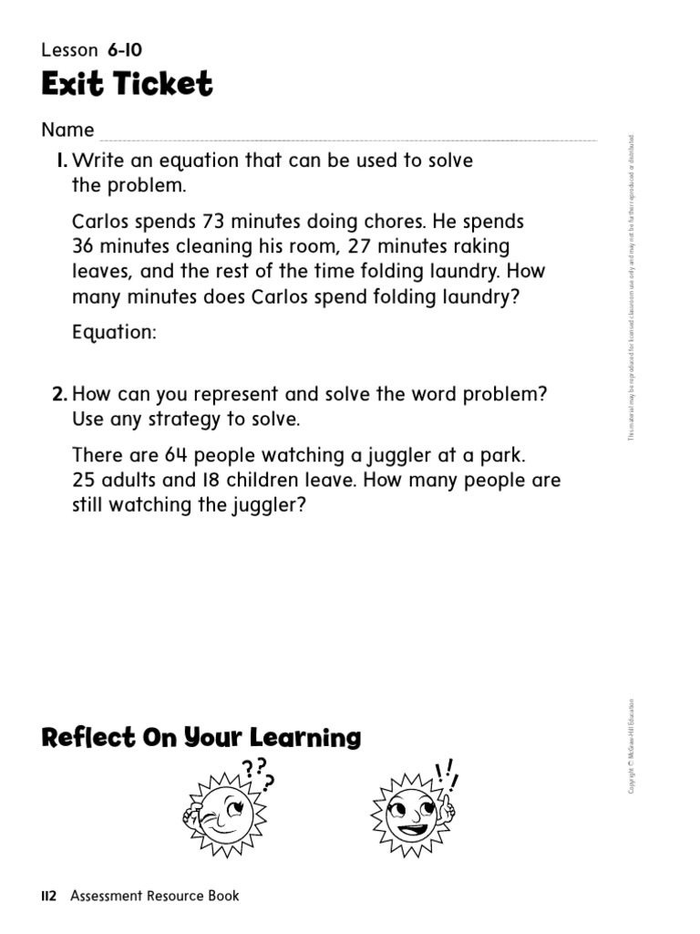 Exit Ticket_ Solve Two-Step Problems Using Subtraction | PDF