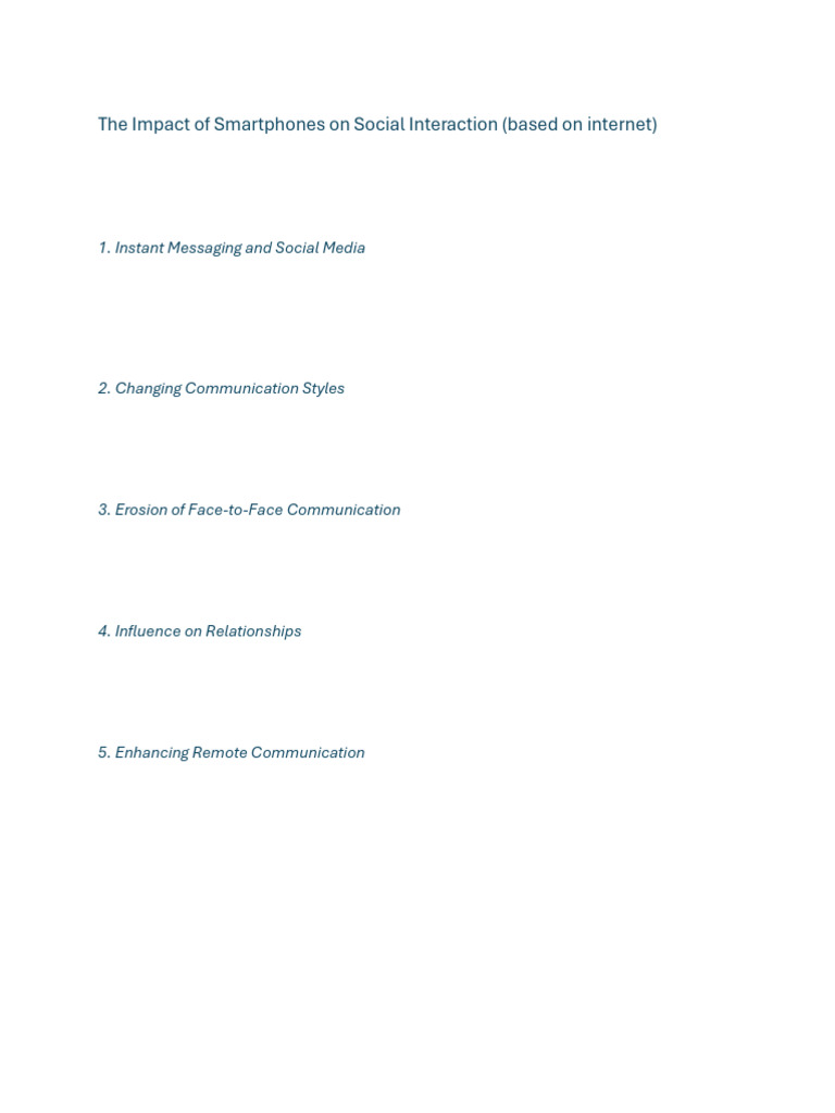 The Impact of Smartphones On Social Interaction | PDF
