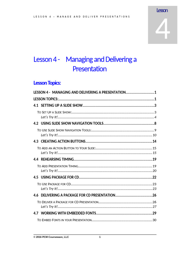 PowerPoint2016 - Level2-Lesson 4 - Accessible | PDF | Computer File | Graphical User Interfaces