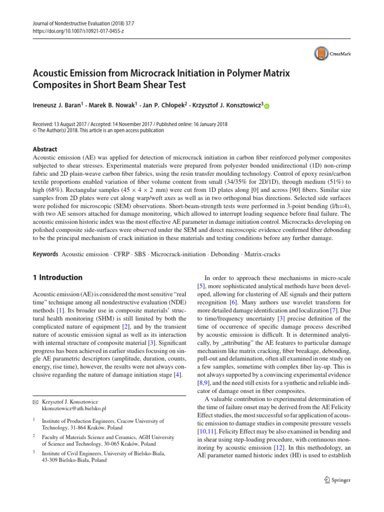 Acoustic Emission From Microcrack Initiation in Polymer Matrix ...