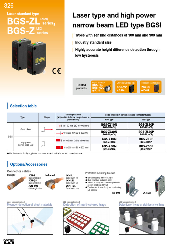 OPTEX-FA_BGS-ZL_Z_catalog_all0800 | PDF | Laser | Electrical Connector