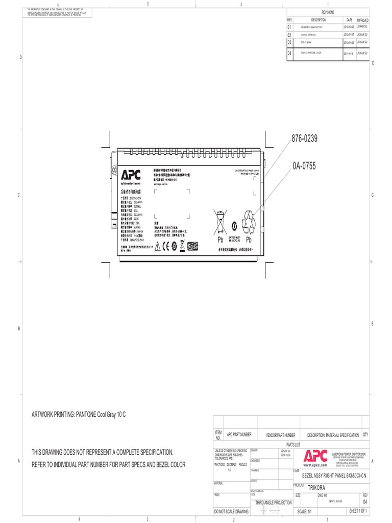 APC Bezel Assembly Drawing Details | PDF