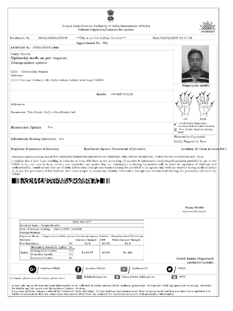 Sanjay Mondal - Receipt | PDF