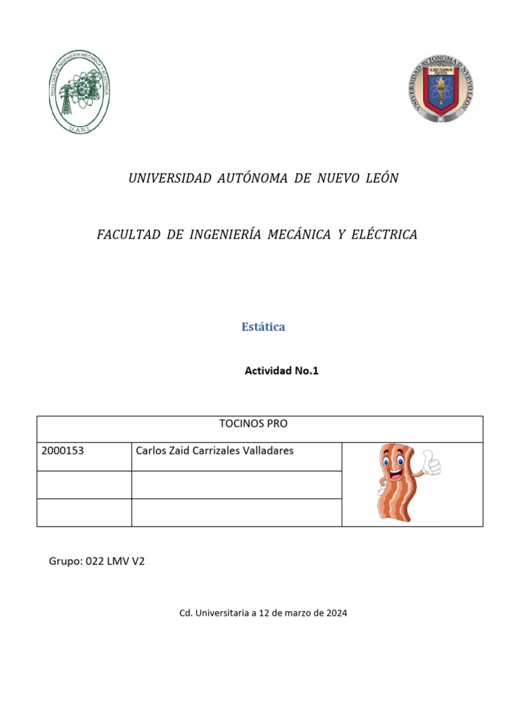 Actividad 1 Estatica | PDF | Masa | Vector Euclidiano