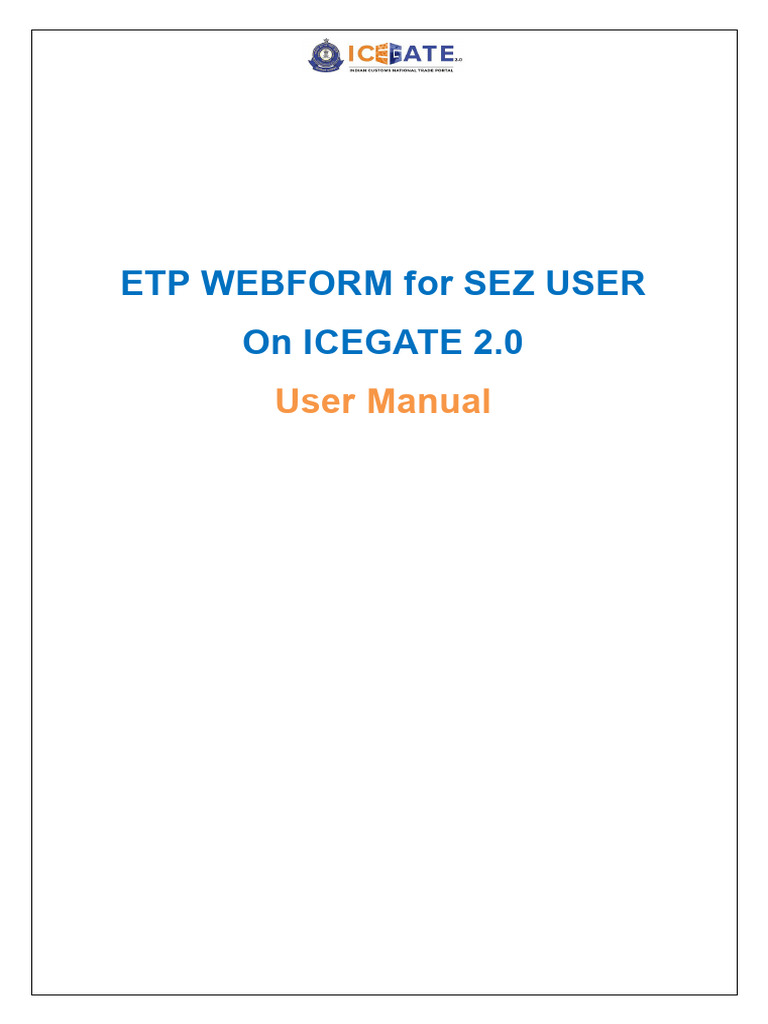 ETP Webform User Guide for SEZ on ICEGATE | PDF | World Wide Web | Internet & Web