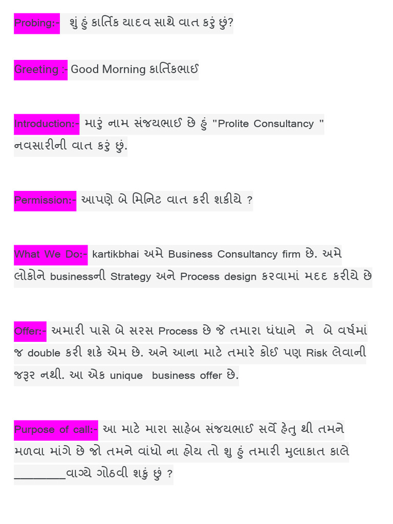 Tele Script for Appointment (2) | PDF