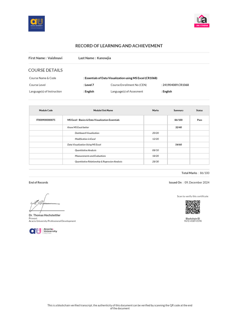 Vaishnavi CR1068 Transcript | PDF | Computing