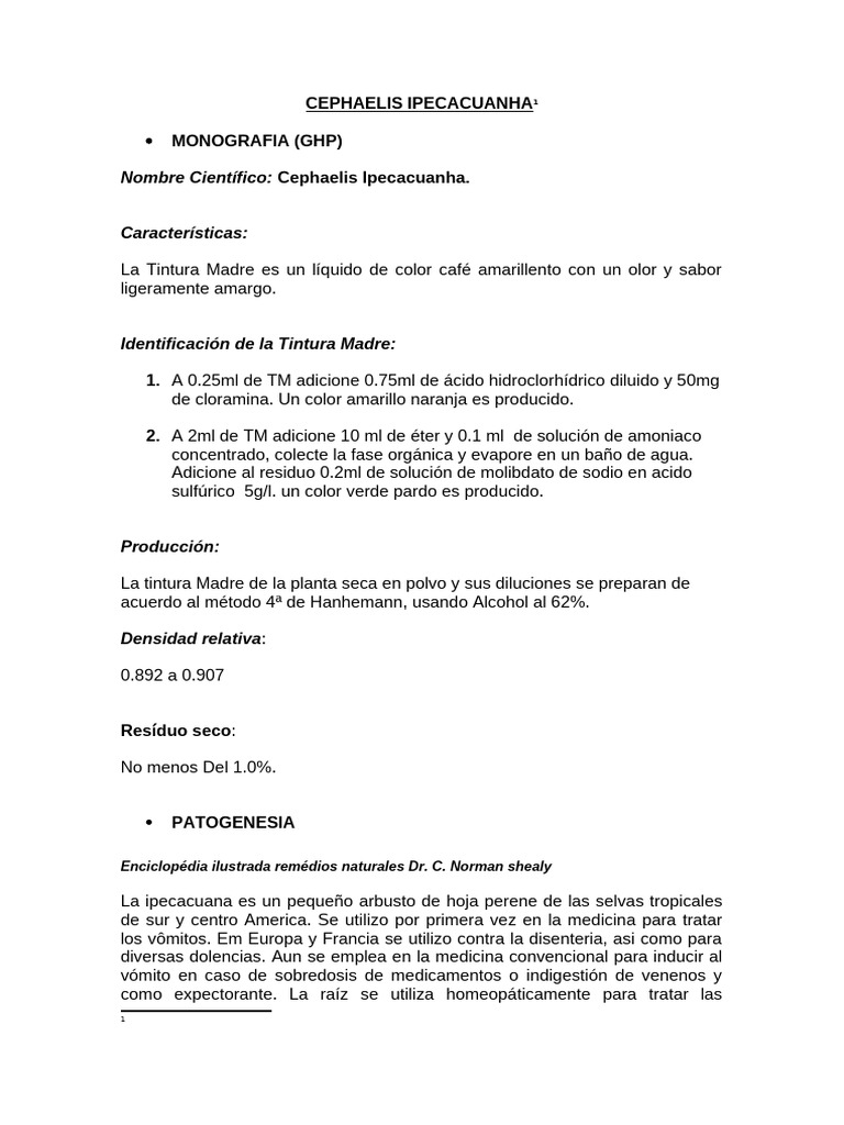 CEPHAELIS IPECACUANHA | PDF