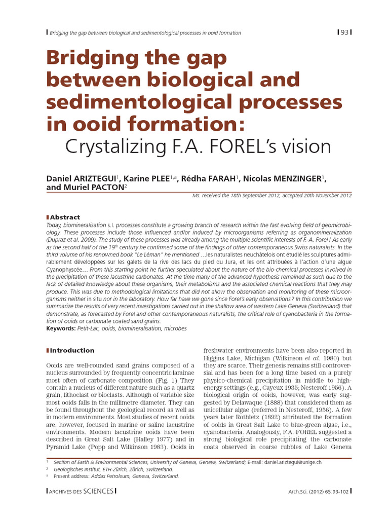 Bridging the gap between biological and sedimentological processes in ooid formation | PDF ...