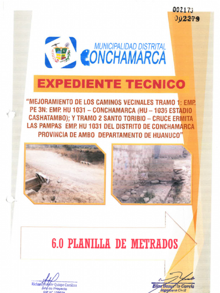 Mejoramiento Caminos Vecinales Conchamarca | PDF | Ingeniería mecánica | Materiales