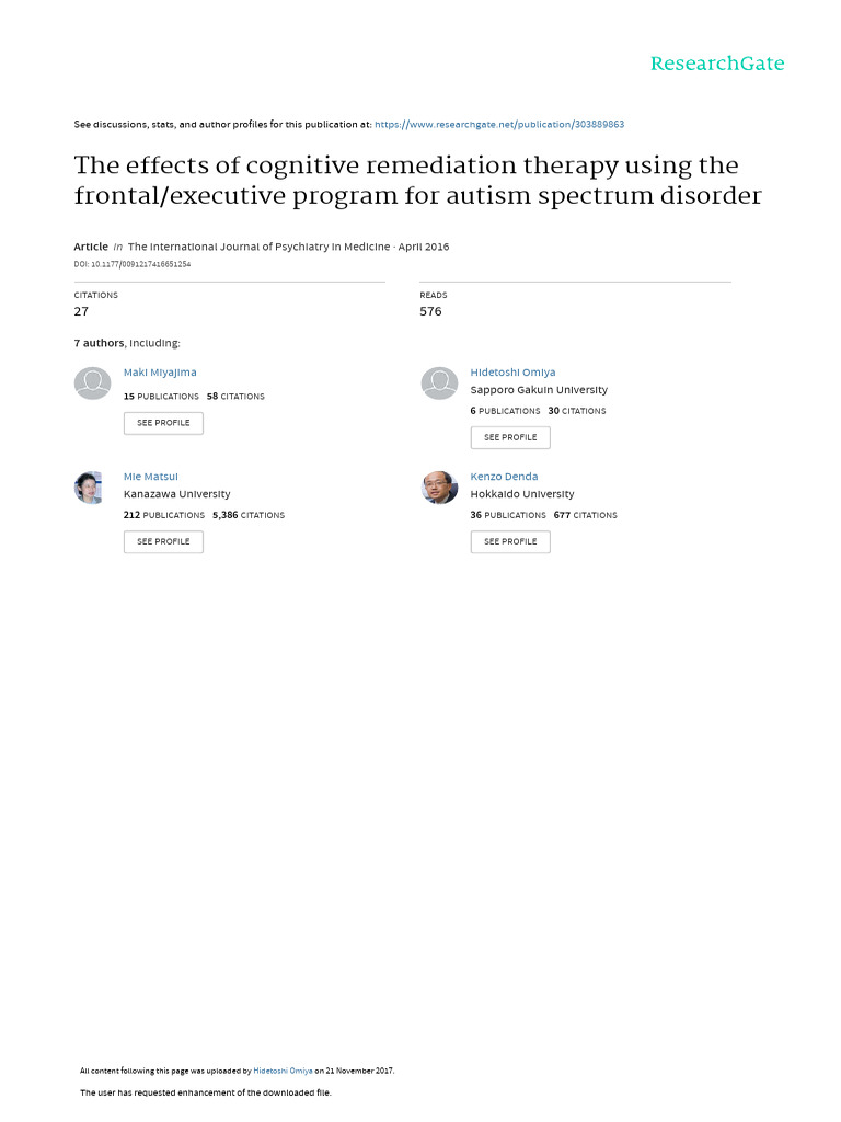 The Effects of CRT For Autism Spectrum Disorder 2016 | PDF | Autism ...