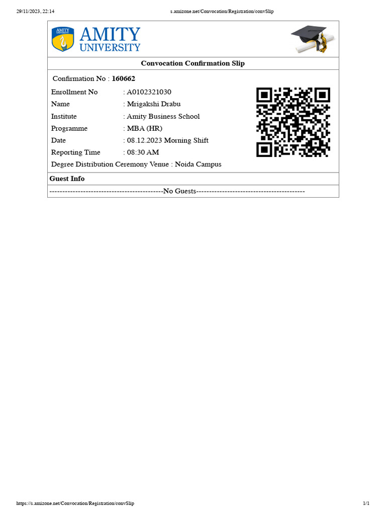 Convocation Confirmation Slip | PDF