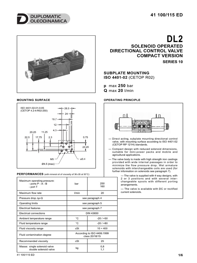 Valves DUPLOMATIC | PDF | Inductor | Viscosity