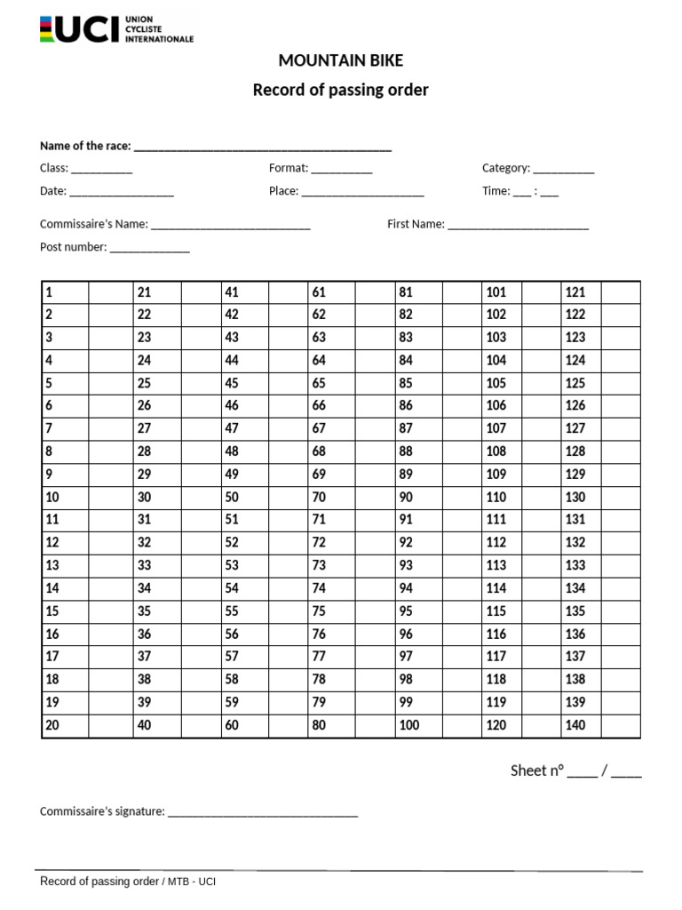 06 XC - Record of Passing Order - ENG | PDF | Aerobic Exercise ...