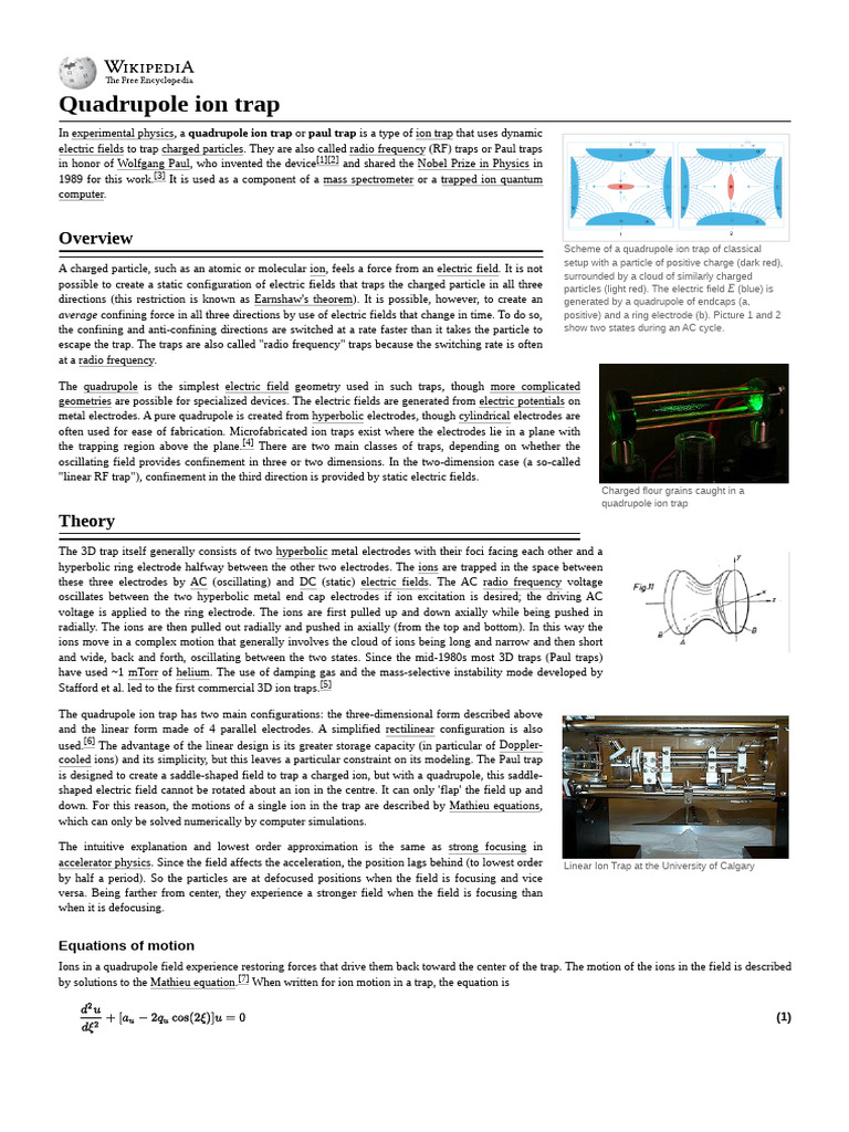 Quadrupole_ion_trap | PDF | Instrumental Analysis | Atomic Physics
