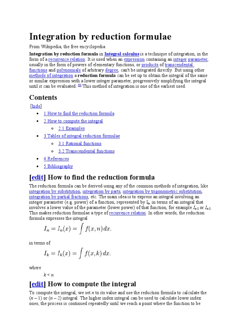 Integration by Reduction Formulae | PDF | Complex Analysis | Integral