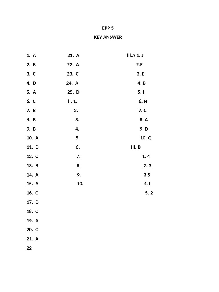 Epp 5 Q 2 - Key Answer | PDF