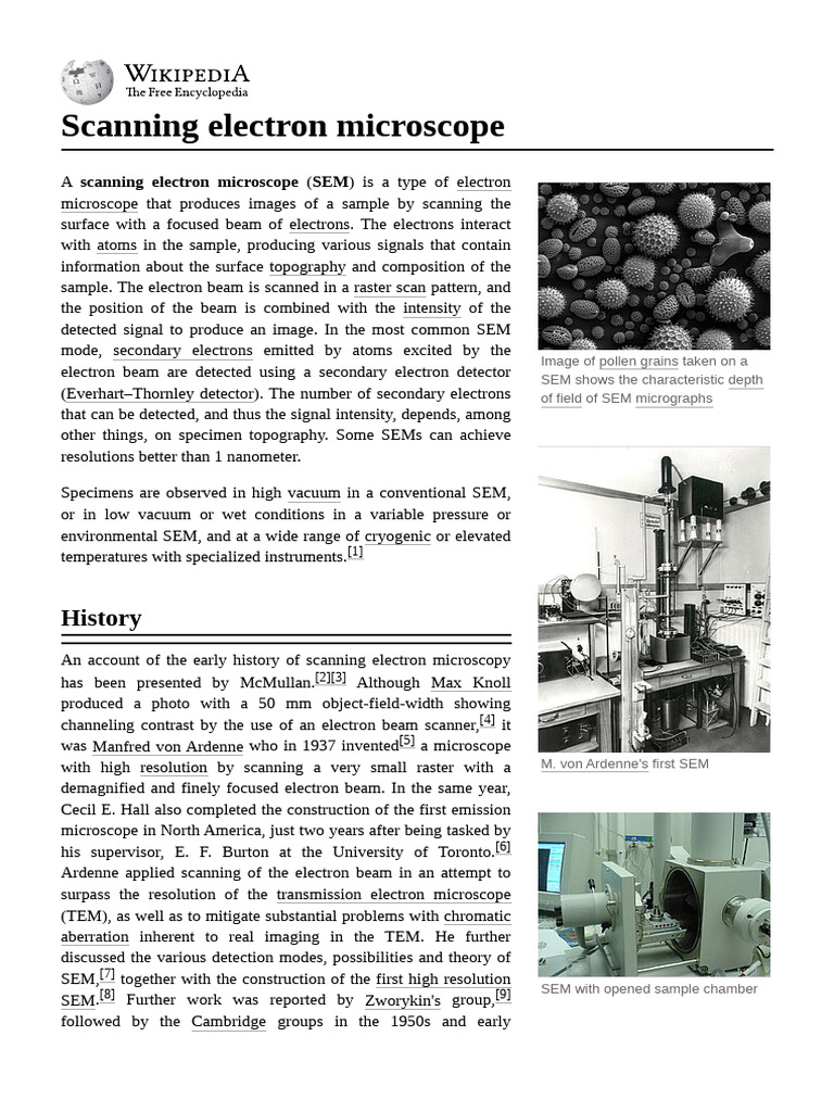 Scanning Electron Microscope | PDF | Scanning Electron Microscope | Microscope
