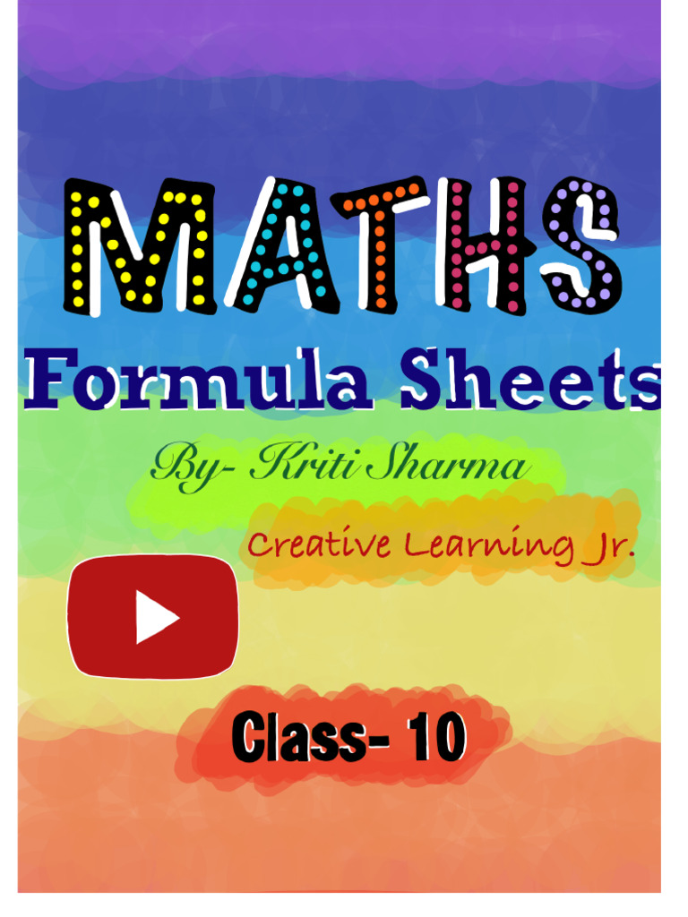Maths Formula Sheet | PDF