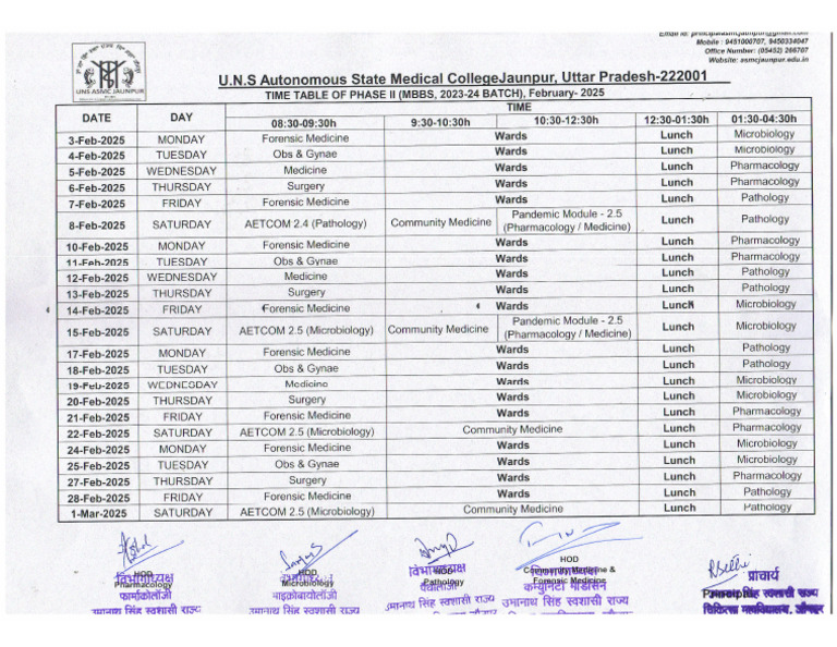 Schedule For MBBS 2023-24, Feb-2025 | PDF