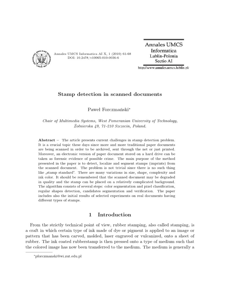 Stamp Detection in Scanned Docs | PDF
