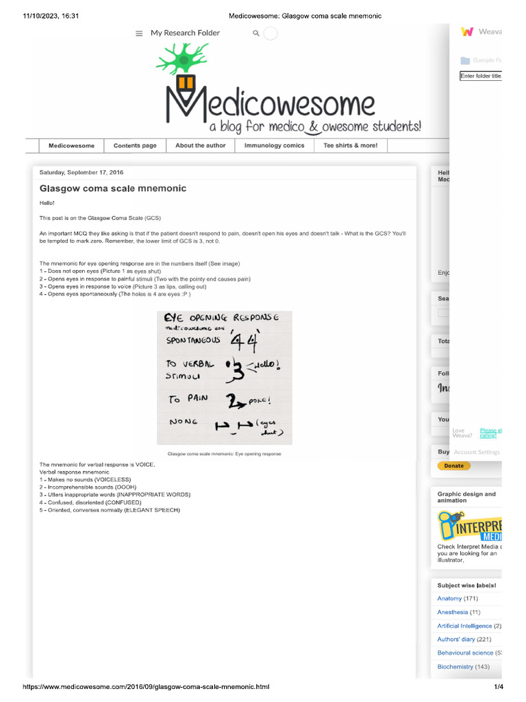 Glasgow Mnemonic | PDF