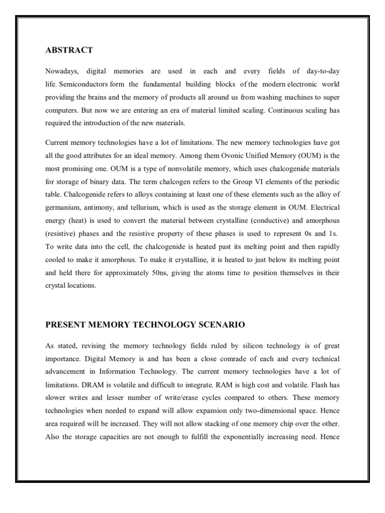 Ovonic Unified Memory | PDF | Computer Data Storage | Cmos