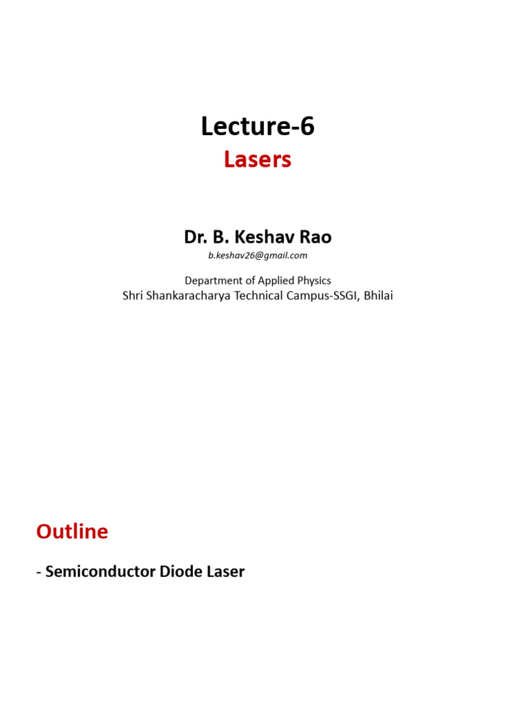 Semiconductor Diode Laser Basics | PDF | Laser | P–N Junction