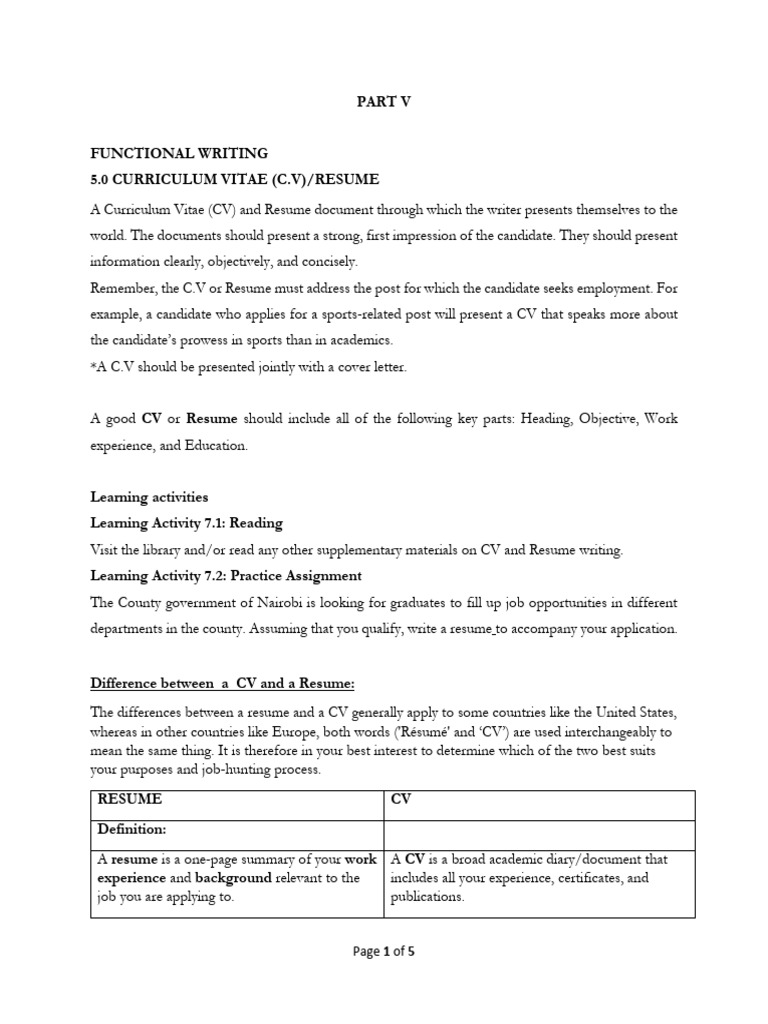 TOPIC 6. FUNCTIONAL WRITING-CVs RESUMES | PDF | Résumé