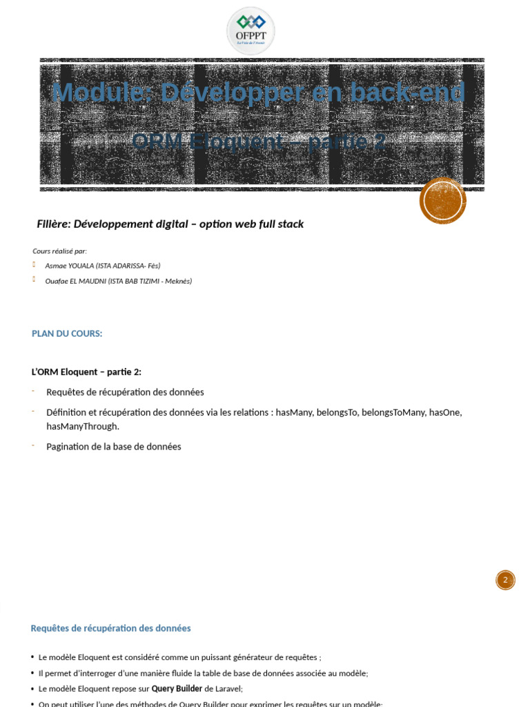 ORM Eloquent - Partie 2 - Final | PDF | SQL | Paradigme de programmation