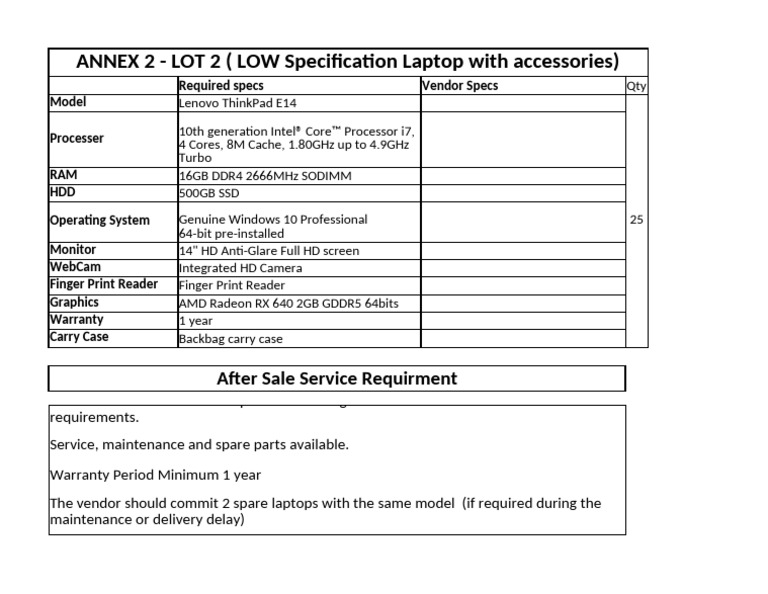 Annex_2_-_LOT_2_-Low_Specs_LAPTOPS_with_accessories | PDF