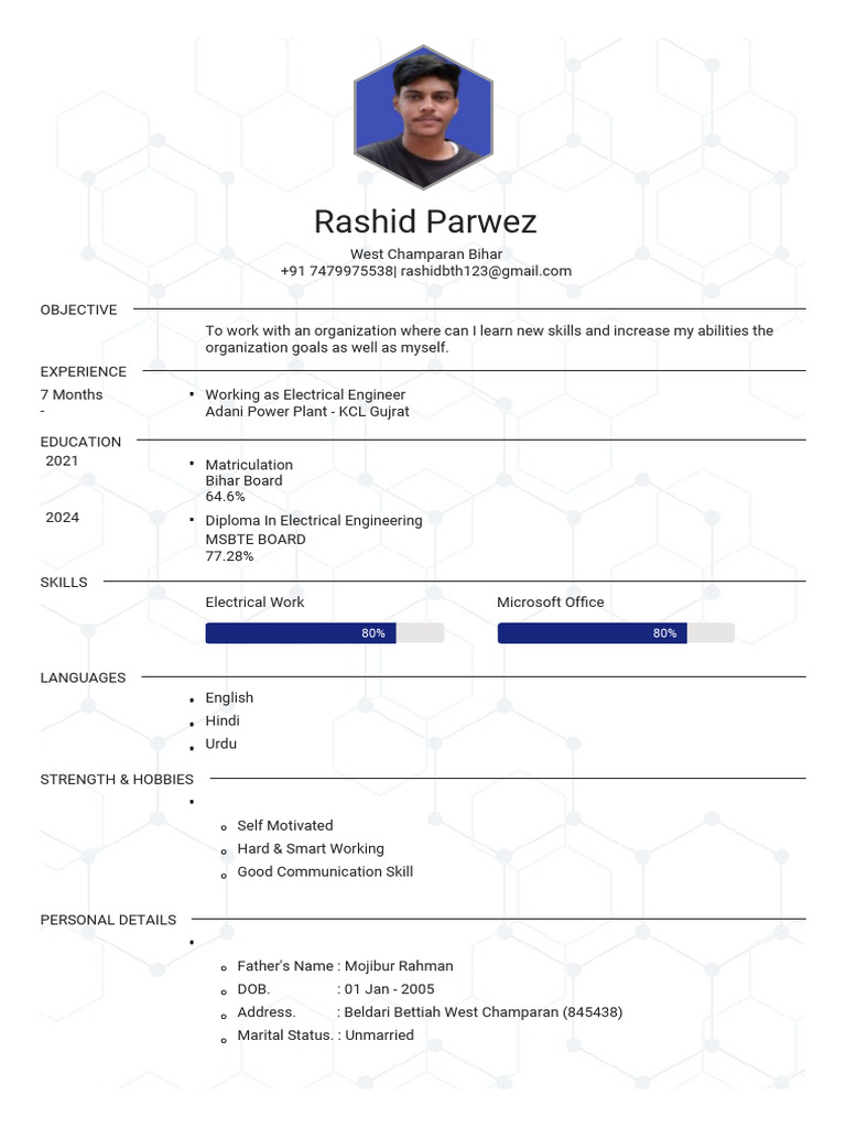 Aspiring Electrical Engineer Profile | PDF