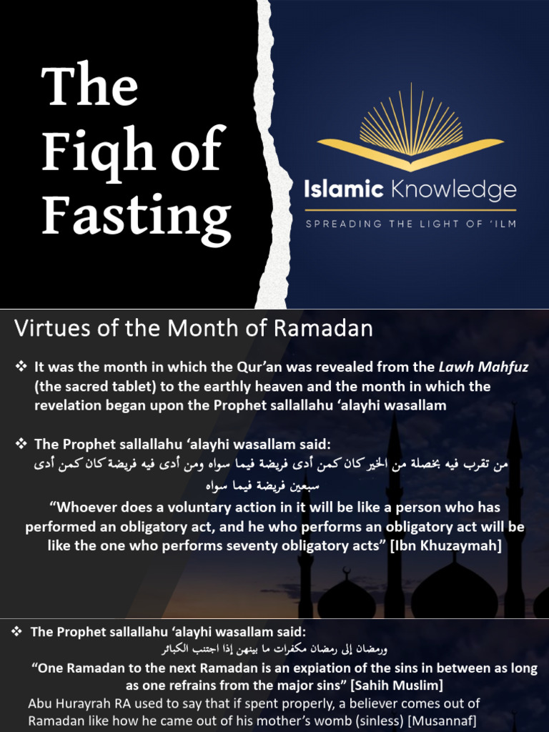 The Fiqh of Fasting - Workshop | PDF