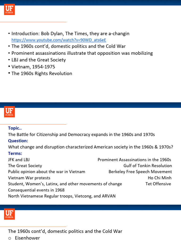 1960s Continued & 1970s PowerPoint | PDF | Vietnam War | Cuban Missile ...