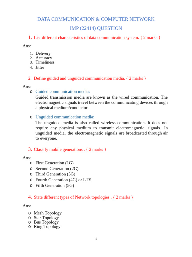 DATA_COMMUNICATION_COMPUTER_NETWORK_IMP_PART_2 | PDF | Multiplexing | Computer Network