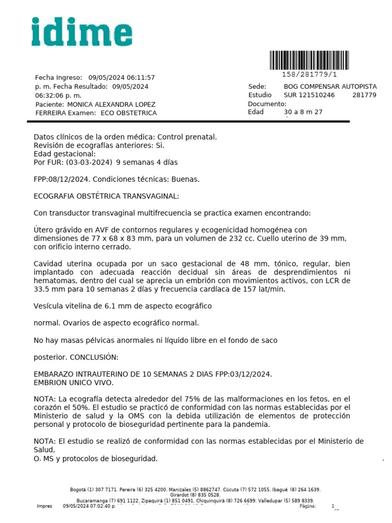 Certificado M | PDF | Ultrasonido médico | El embarazo