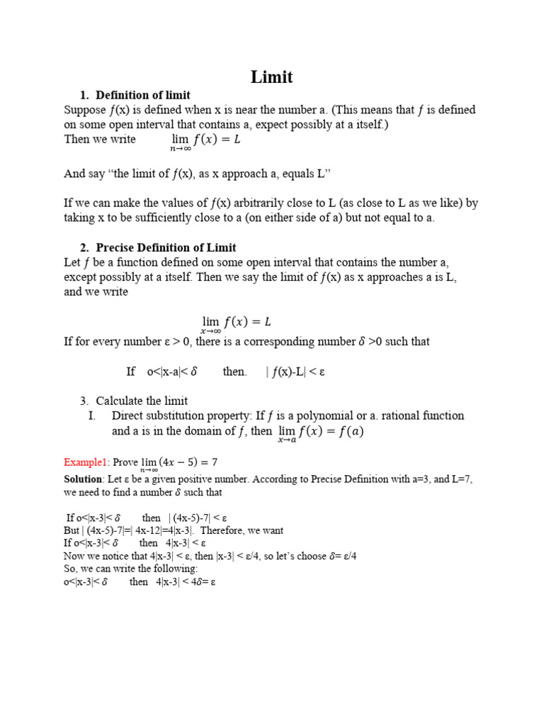 Limit DONE | PDF | Limit (Mathematics) | Mathematical Analysis