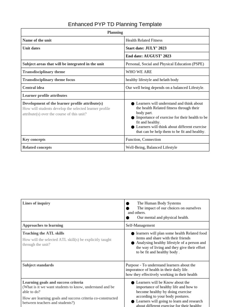 Health-Related Fitness Unit Plan | PDF | Learning | Educational Assessment