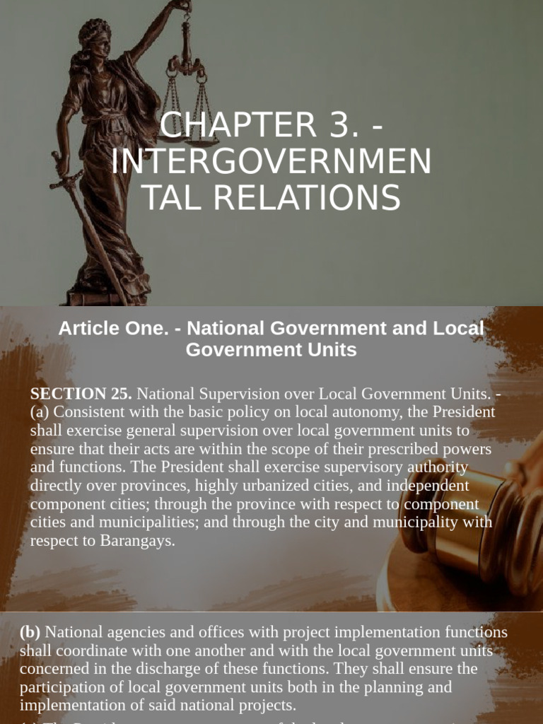 CHAPTER 3 Intergovernment Relation | PDF | Mayor | Governance