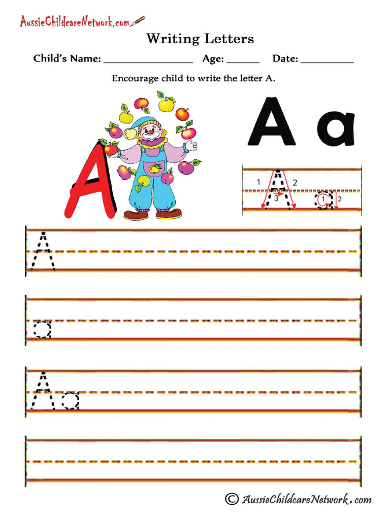 Writing Aa Clown Apples | PDF